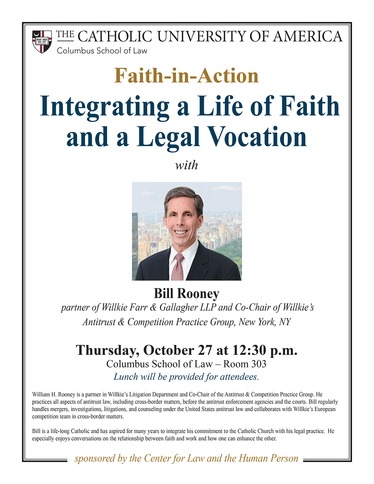 Faith-in-Action: Integrating a Life of Faith and a Legal Vocation | CUA